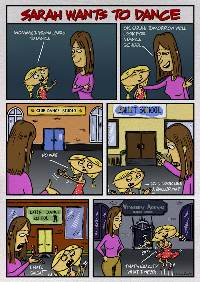 Create a funny comic strip based on your idea by Sergiycartoons | Fiverr