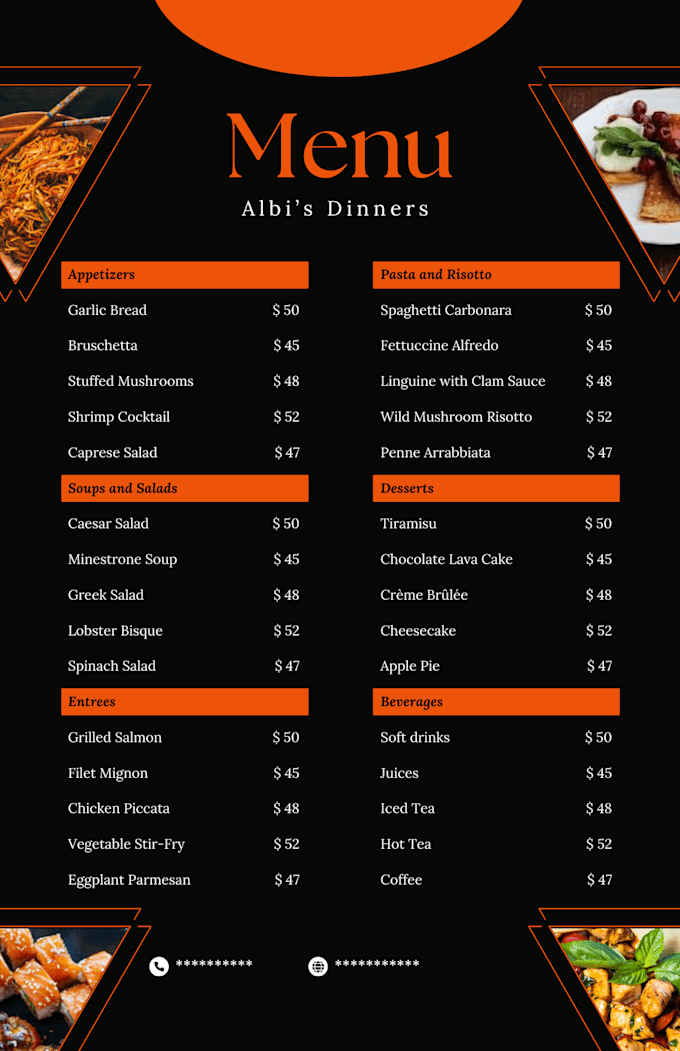 Create an amazing food menu design for your restaurant menu by Maria ...