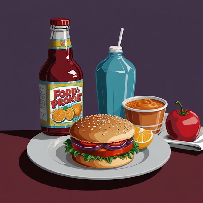 Create a illustration of food pop art by Estiaaten | Fiverr