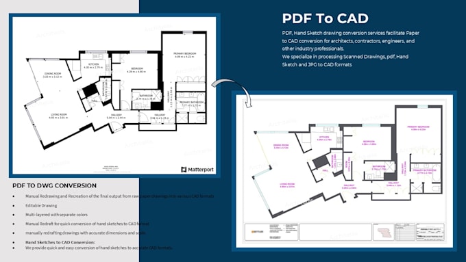 Convert pdf and hand sketch into cad, dwg by Scanstobim | Fiverr