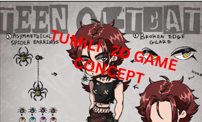 Do 2d character design, 2d game character, concept art,cartoon ...