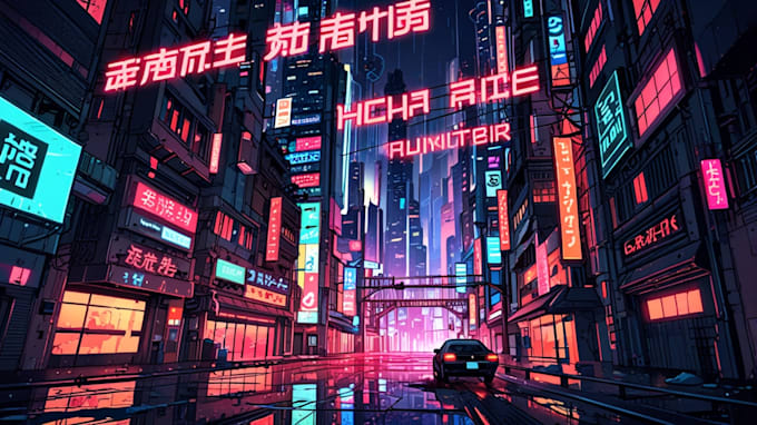 Draw illustration of futuristic cyberpunk city by Rigueapma | Fiverr