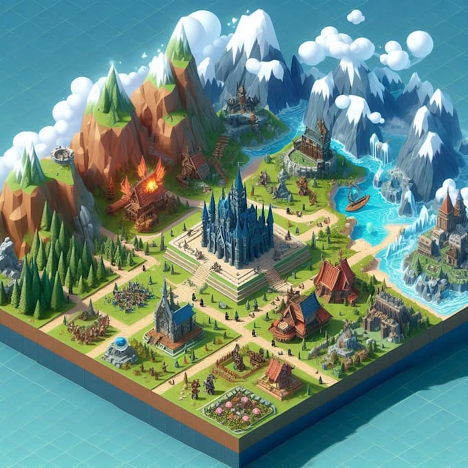 Crear mapa de juego 3d mapa isométrico mapa de fortnite mapa de fantasía