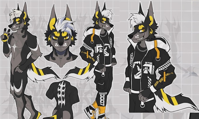 Draw furry reference sheet, furry art, reference sheet, fursona ...