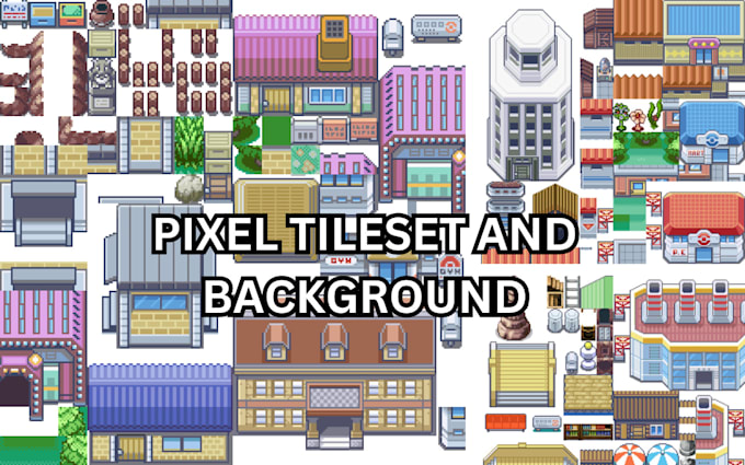 Make pixel art background, top down game environment tileset, pixel ...