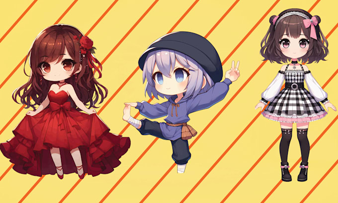Draw cute chibi character, anime chibi art and chibi vtuber design for ...