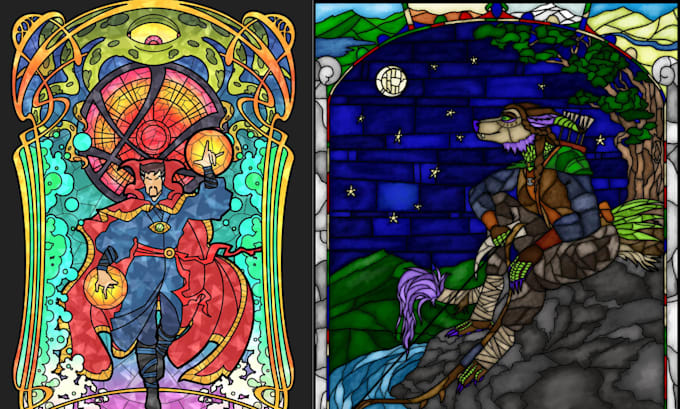 Draw amazing digital stained fantasy glass art for your character by ...