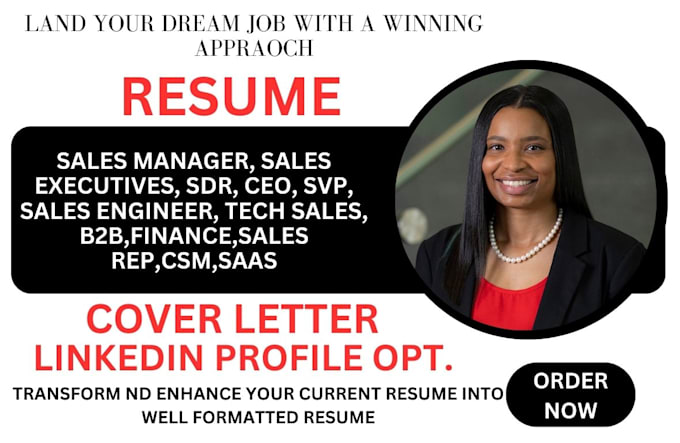 Craft resume for sales, sales executive, sales manager, finance ...