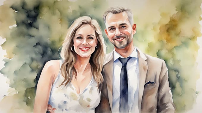 Draw a beautiful couple watercolour portrait by Akeue12 | Fiverr