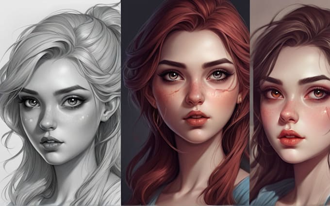 Draw semi realistic fantasy art, cartoon portrait by Atheneese | Fiverr