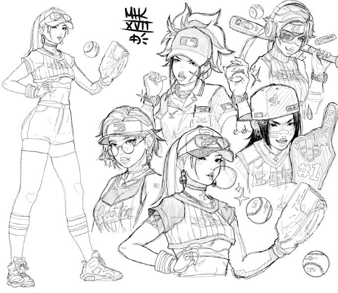 Make a full body line art design of your character by Maskxvii | Fiverr
