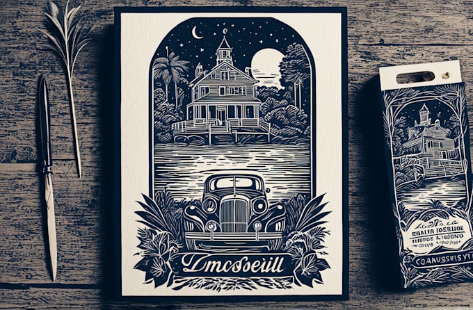 Create awesome linocut illustration for your brand by Alondrolde | Fiverr