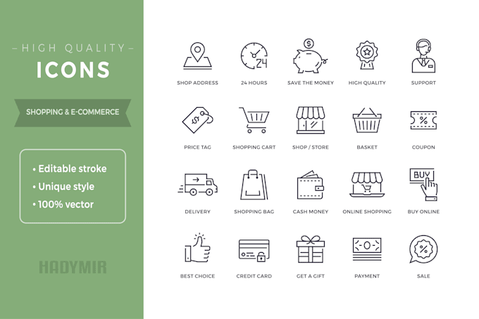 Create a custom set of unique, modern, and minimalist icons by Hadymir ...