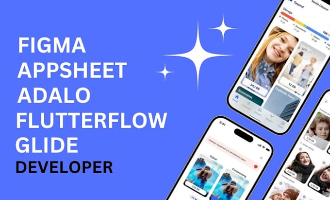 Develop mobile apps using appsheet, adalo, flutterflow, glide, airtable ...