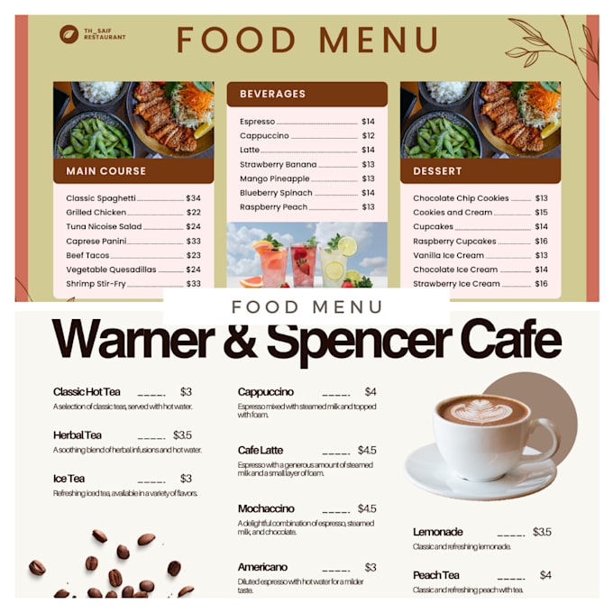 Provide restaurant food menu and brochure design by Th_saif | Fiverr