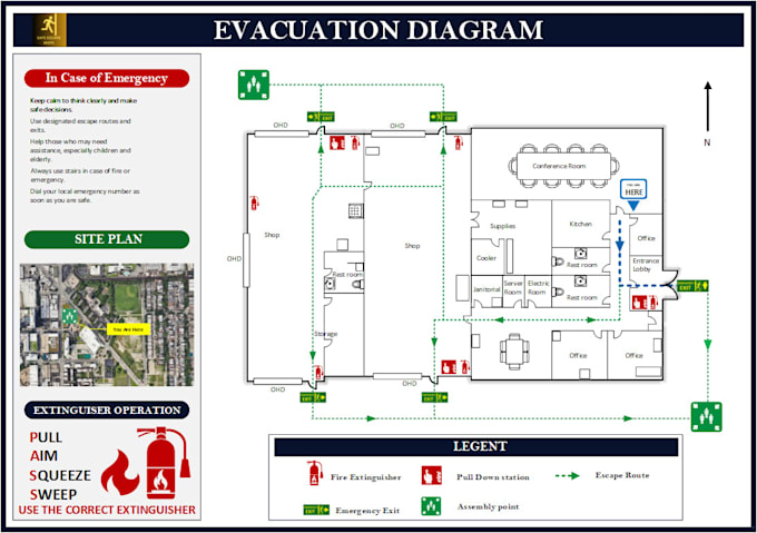 Design emergency exit plans, fire evacuation diagrams by ...