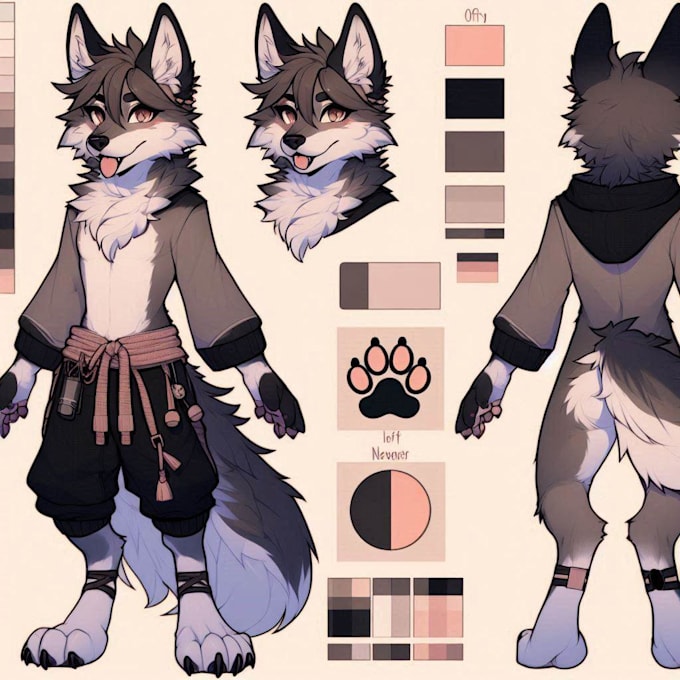 Draw fursona ref sheet character furry vtuber illustration anthro feral oc wolf by Keramatnie ...