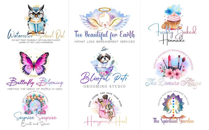 Design unique watercolor logo with brand identity by Aayan_rashid | Fiverr