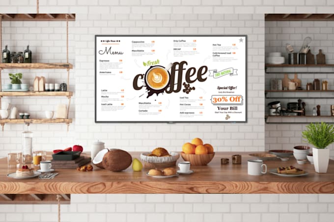 Digital menu board food menu, restaurant menu, static tv menu tv screen ...