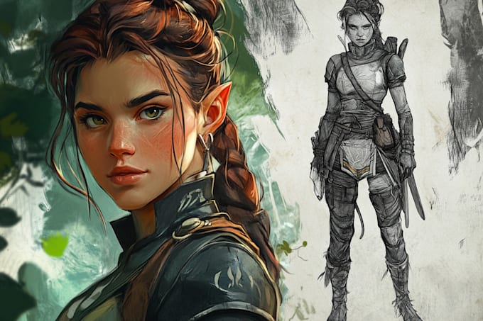 Draw cover art, fantasy character, landscape, dnd character art ...
