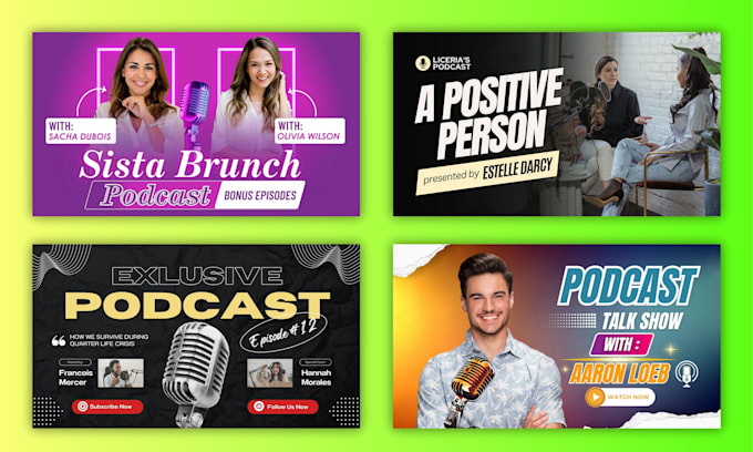 Design editable canva podcast youtube thumbnail templates by ...