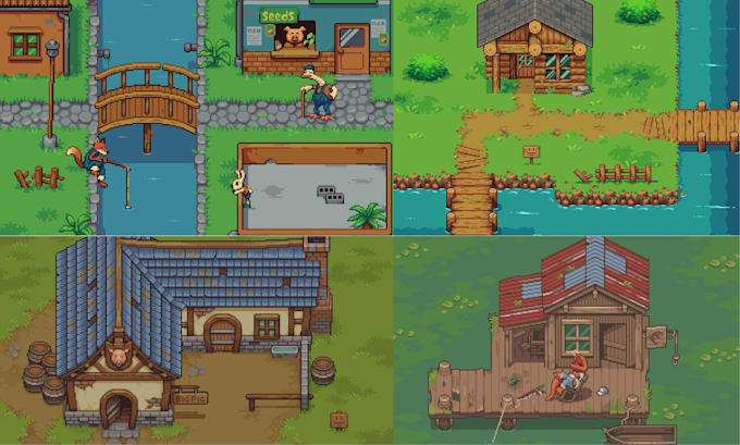 Do 2d pixel,rpg maker,,video game art,game,tile,tileset,background ...