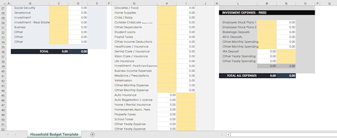 Create an automated household budget excel template by Ikabi02 | Fiverr