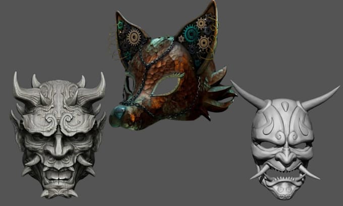 Sculpt 3d japanese halloween mask oni mask 3d power rangers 3d helmet ...