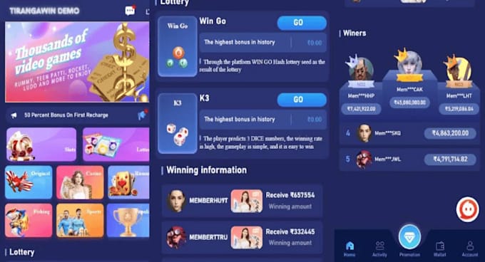 Develop tiranga, wingo, color prediction games, colour trading, aviator, daman by ...