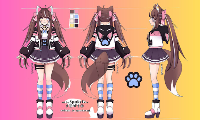 Draw vtuber reference sheet character sheet anime reference sheet oc sfco