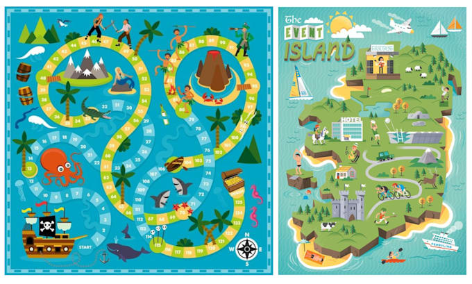 Design custom 2d fantasy game map, real estate property, vector map ...