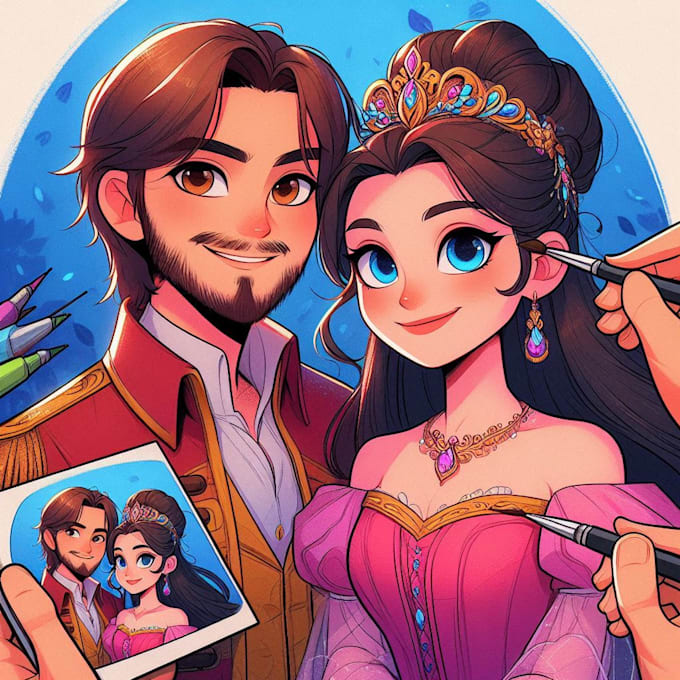 Turn your portrait into a disney style cartoon illustration by Sabbasbd ...