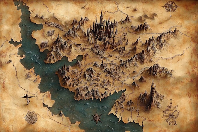 Draw a fantasy world map for dnd, books, rpgs, etc by Jakeliellis | Fiverr