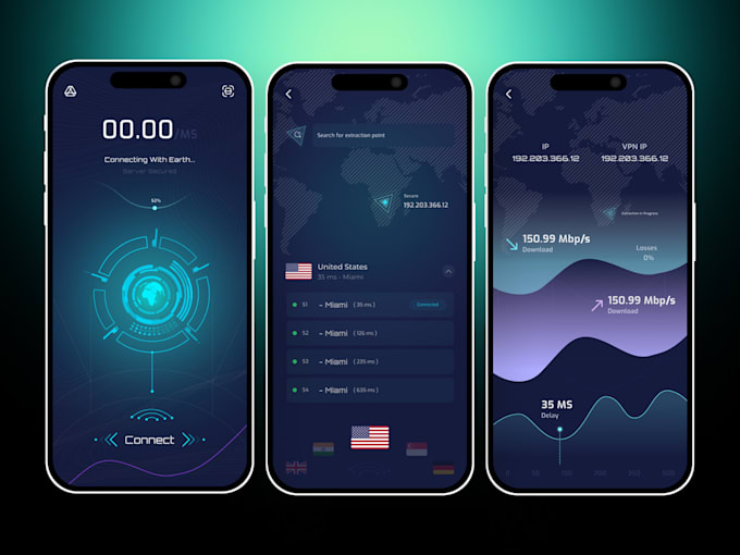 Develop a flutter based vpn app for android and ios supporting various protocol by Farhantec ...