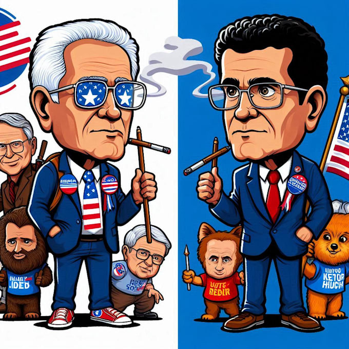 Draw political cartoon and caricature by Paniope | Fiverr
