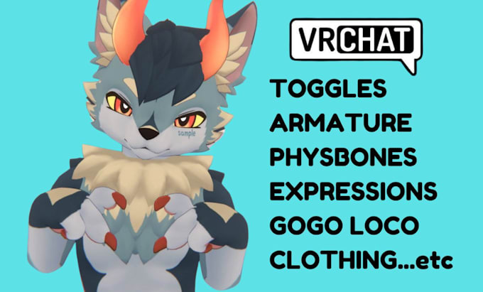 Custom furry 3d model, vrchat avatar, anthro vrc avi, vr character ...