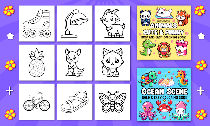Design bold and easy coloring book cover with interior pages for amazon ...