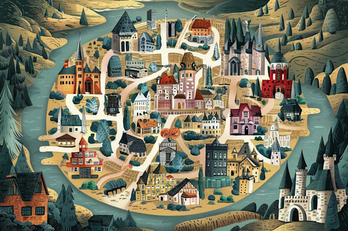 Create vector map illustration hand drawn by Dawnelese | Fiverr