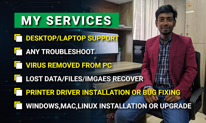 Repair, fix, troubleshoot windows, computer laptop, printer issue remotely by Oracle_it | Fiverr
