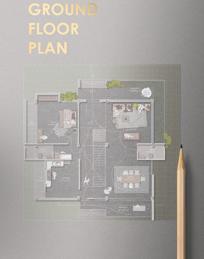 Render architectural plan, sections, and elevation in photoshop by ...