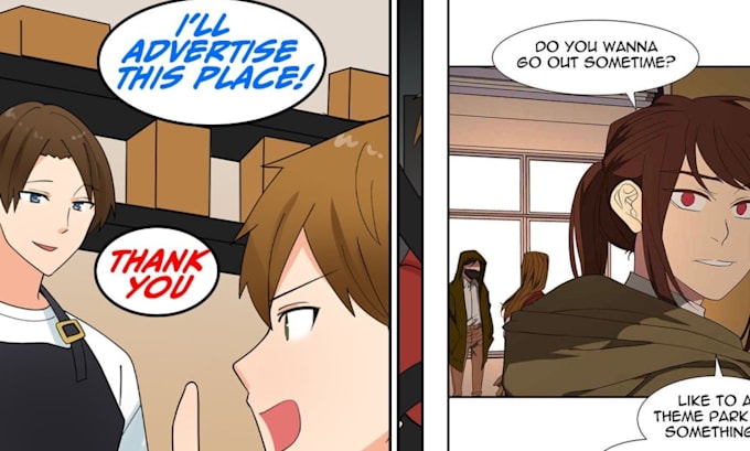 Do comic page, comic script, storyboard in manga, webtoon style as ...