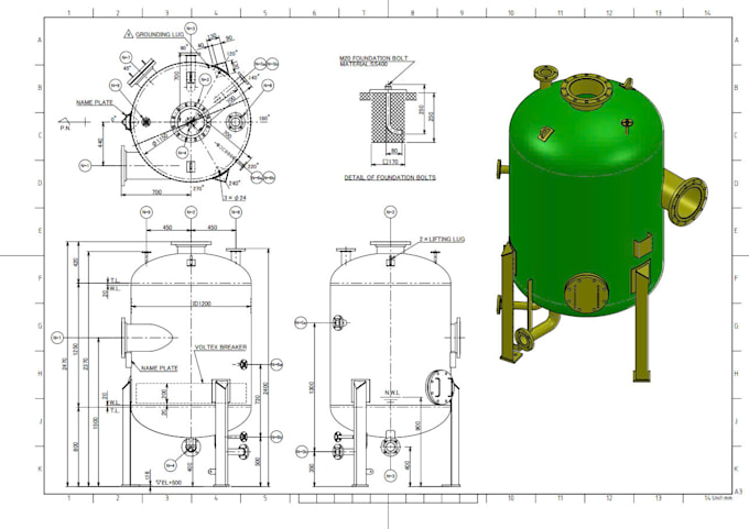 Create 3d models and drawings of process tank, water tank, pipe by Robo ...