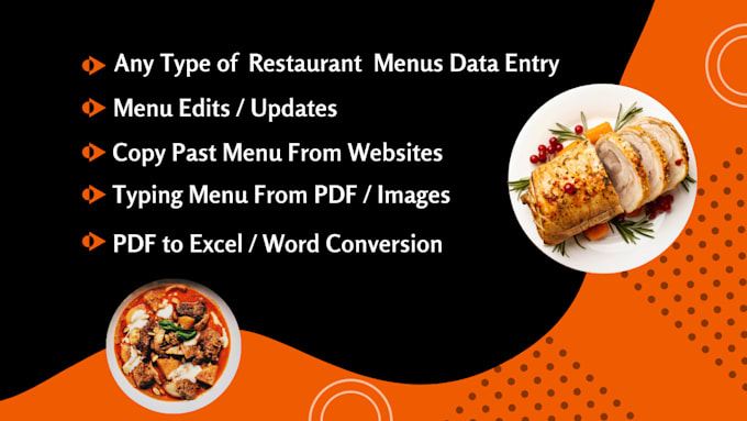 Do restaurant menu data entry and editing by Sridataeditpro | Fiverr