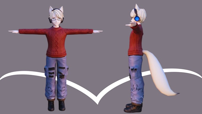 Create 3d custom vrchat avatar furry model, vtuber avatar anime avi ...