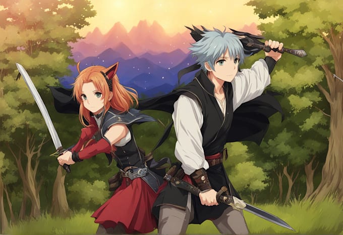 Draw fantasy, anime style illustrations for you by Cezannerson | Fiverr