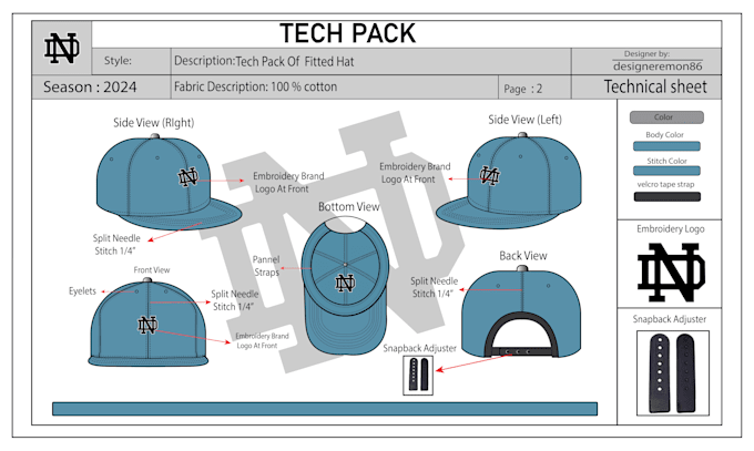 Design custom hat and cap with tech pack with mockup by Designeremon86 ...