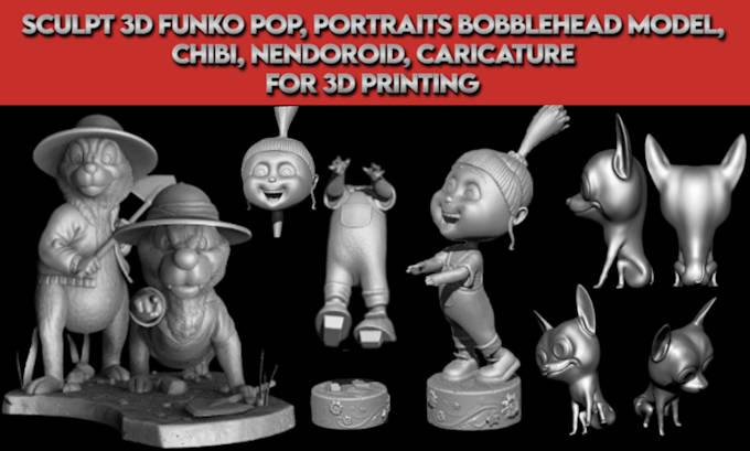 Sculpt funko pop chibi art portraits bobblehead nendoroid caricature 3d ...
