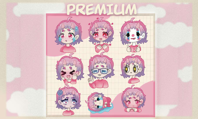 Create cute chibi emotes, sub badges for vtuber, twitch, stream ...