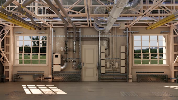 Make high quality 3d warehouse interior and exterior design, 3d factory ...