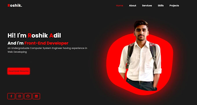 Be your front end web developer using html, css, react js, tailwindcss by Roshik_ | Fiverr